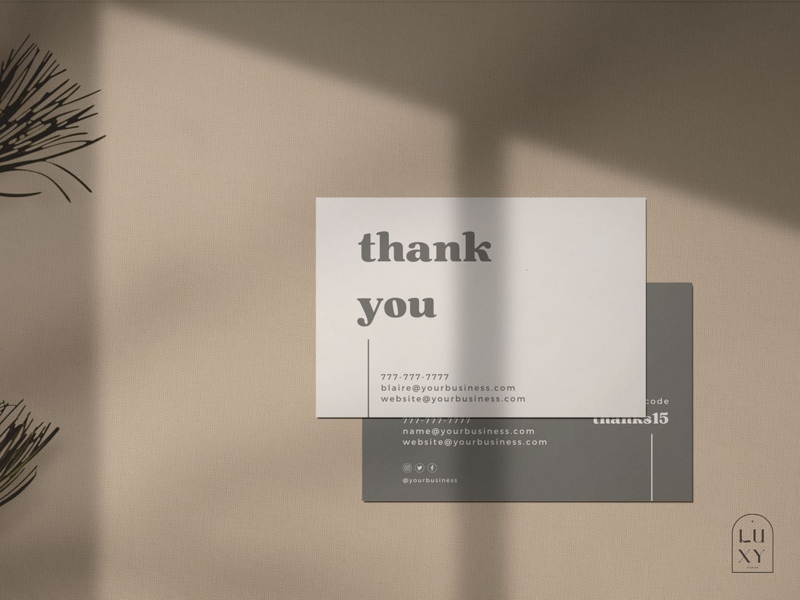 RETRO-BEIGE Neutral Beige Thank You Card Template 6x4 Thank You Card ...