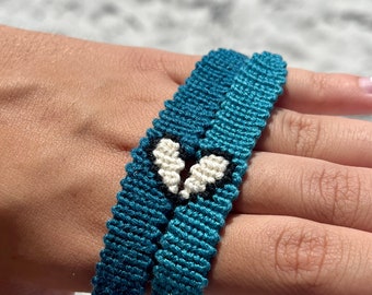 Matching Heart Bracelet, Half Heart Bracelet, Woven Heart Bracelet ...