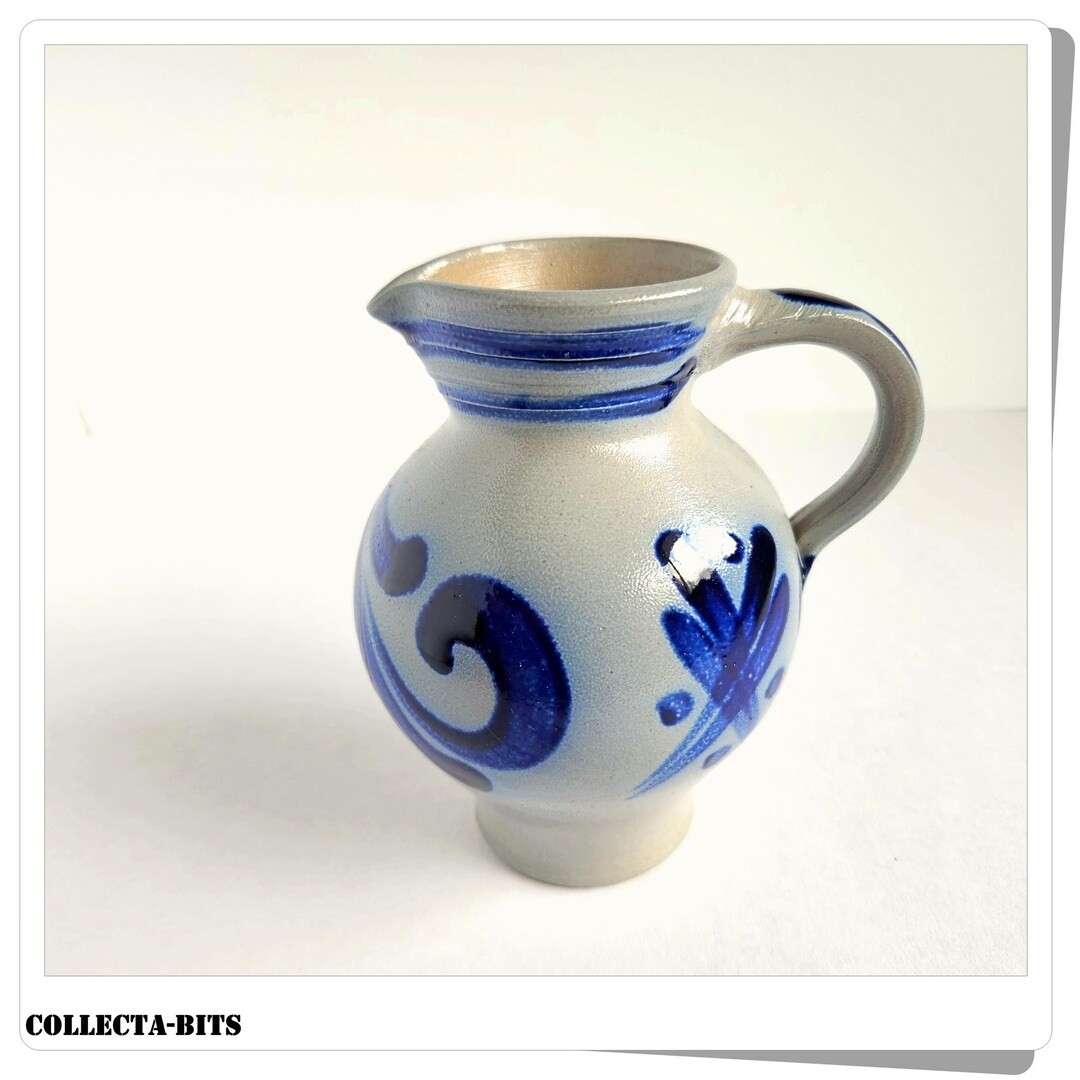 M Schilz Salt Glaze Jug, German Pottery, Cobalt Blue and Gray - Etsy