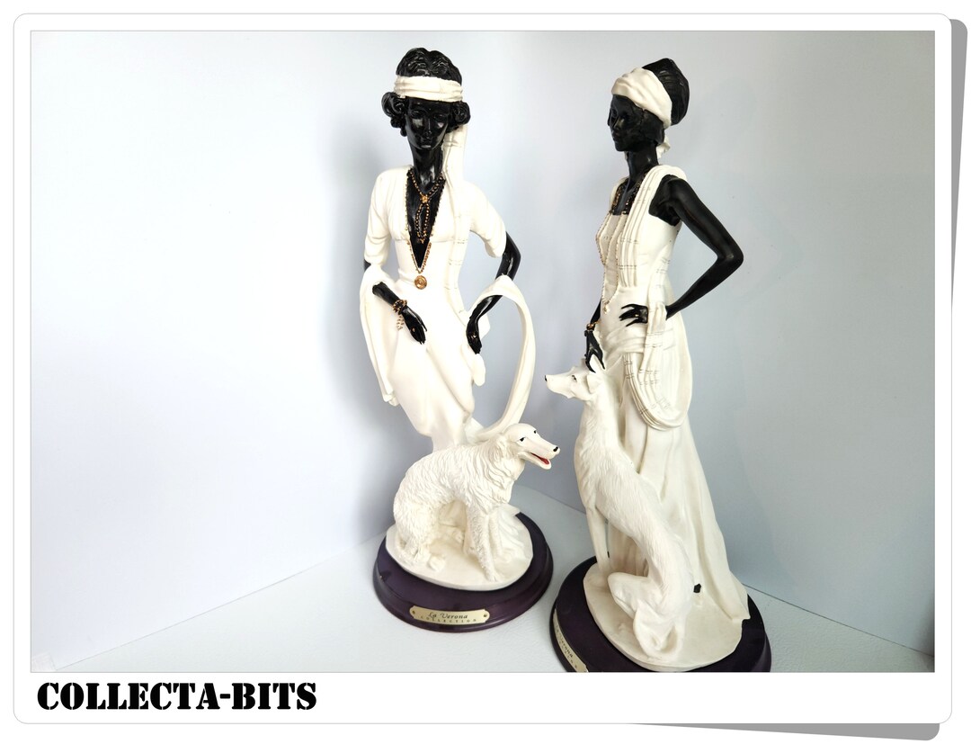 2 La Verona Collection Figures, Woman With Wolfhound - Etsy