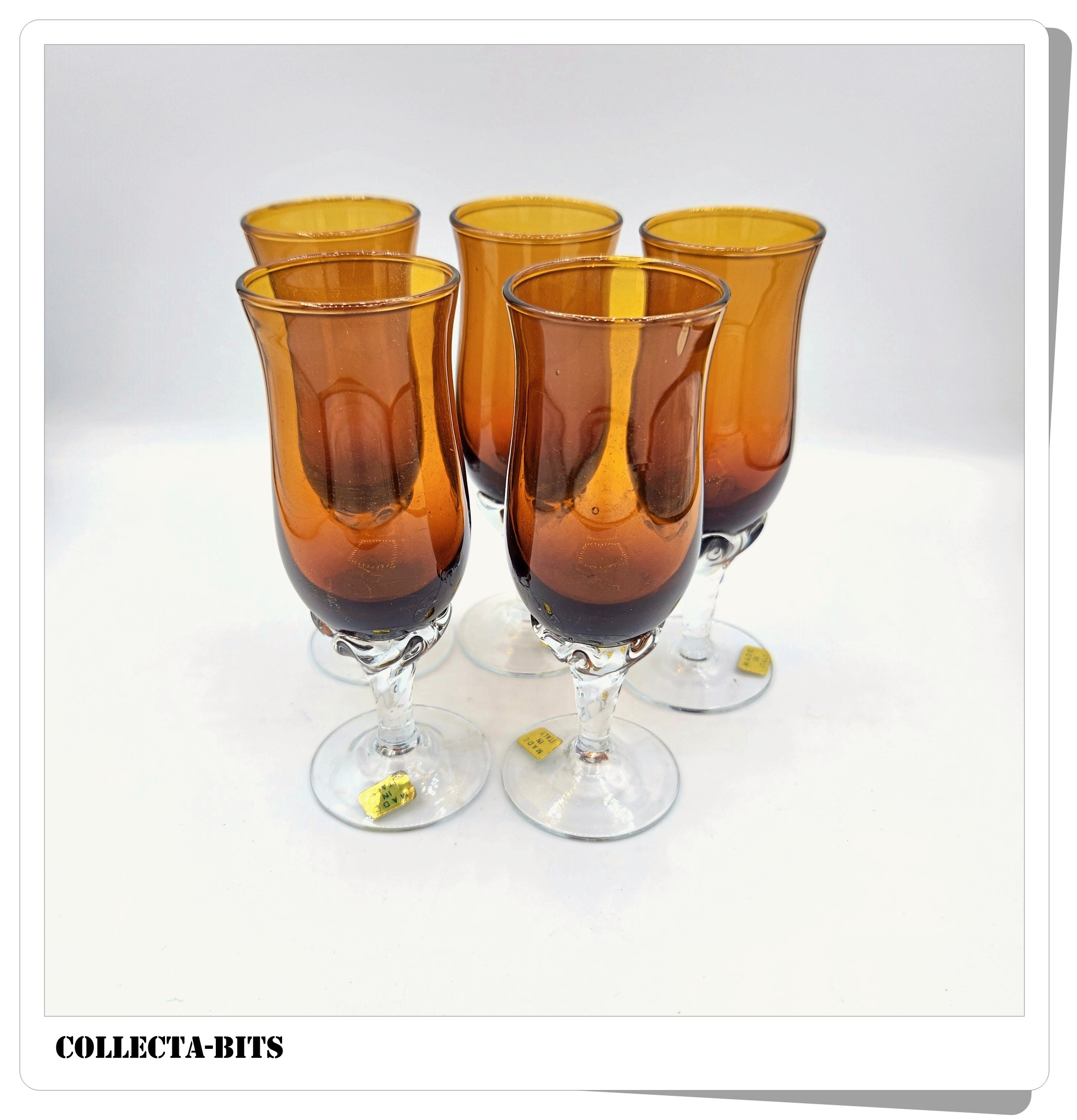 Murano Italian Sherry Cordial Brown Glasses, Set of 5 - Etsy