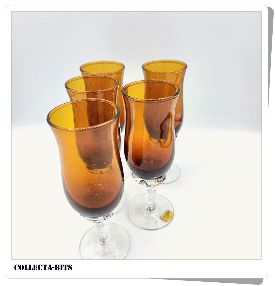 Murano Italian Sherry Cordial Brown Glasses, Set of 5 - Etsy