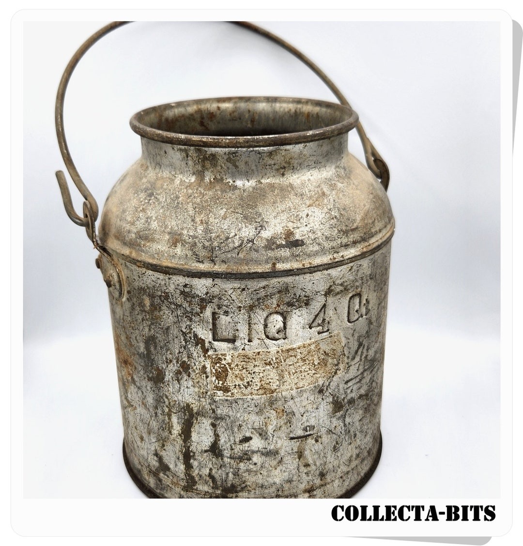4 Quart Metal Cream Can With Handle, Old and Rusty but No Dents or ...