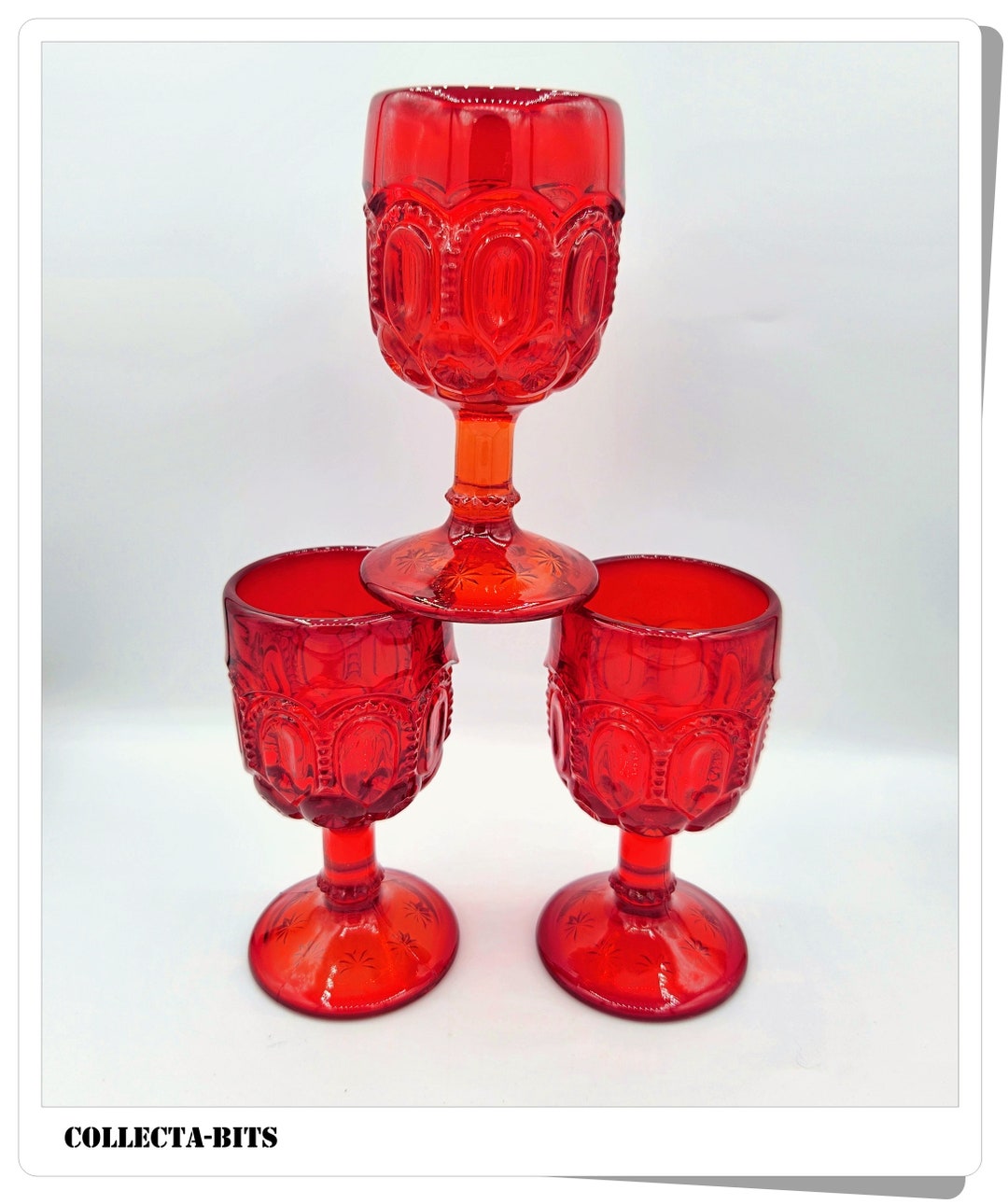Ruby Red Glass Goblets, Set of 3 Vintage Glasses - Etsy