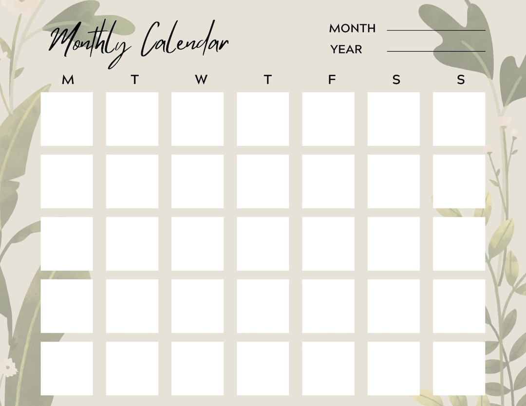 Monthly Calendar - Etsy