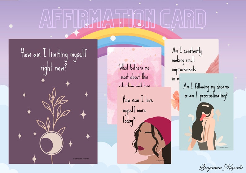 Positive Affirmation Cards, Printable Quotes, Editable Canva Template ...