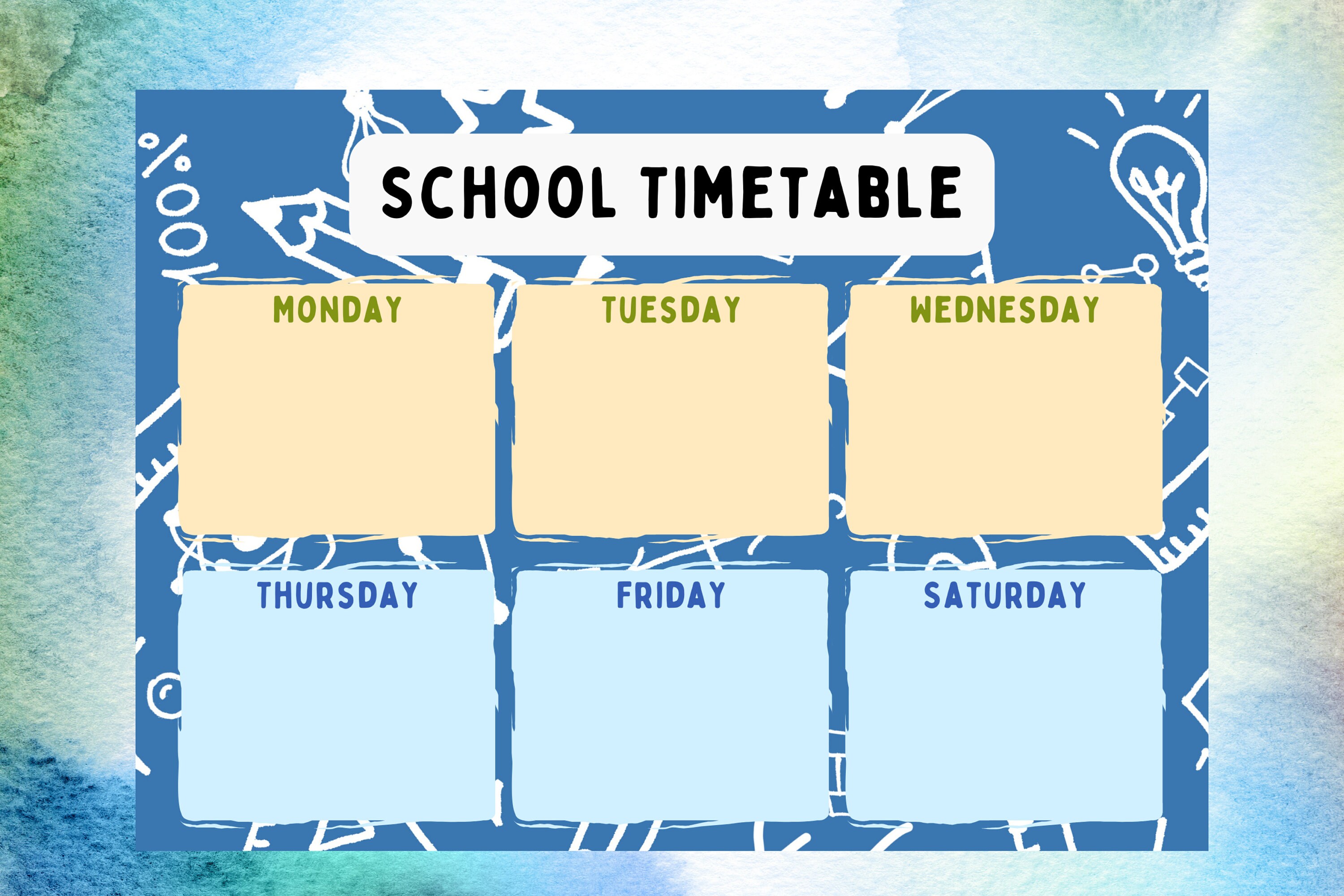 School Timetable Printable Student Planner Back to School Weekly ...