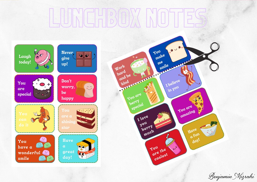 Lunchbox Notes for Kids Back to School Lunchbox Cards Printable ...