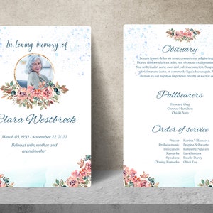 Editable Funeral Program Template, Floral Memorial Program, Memorial ...