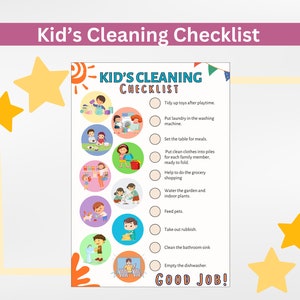 Kid's Cleaning Checklist Printable Cleaning Checklist Kids Cleaning ...