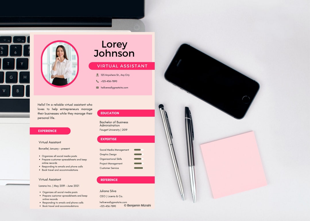Virtual Assistant Resume Template Cover Letter Template Canva, Modern ...