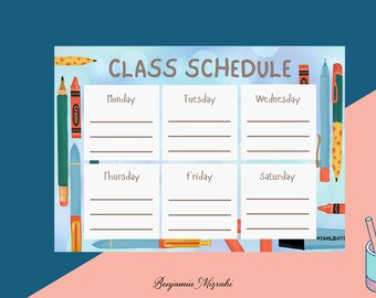 Class Schedule Printable Back to School Weekly Schedule Classroom ...