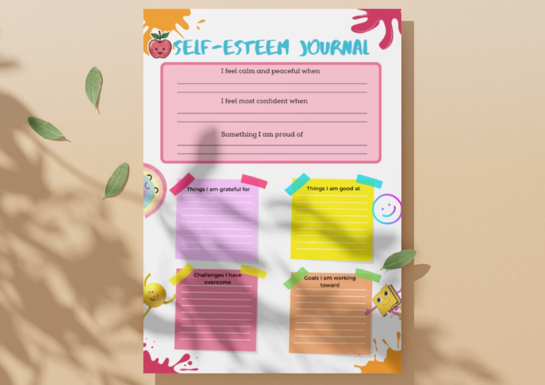 Daily Self-esteem Journal Printable Worksheet Child Therapy Counseling ...