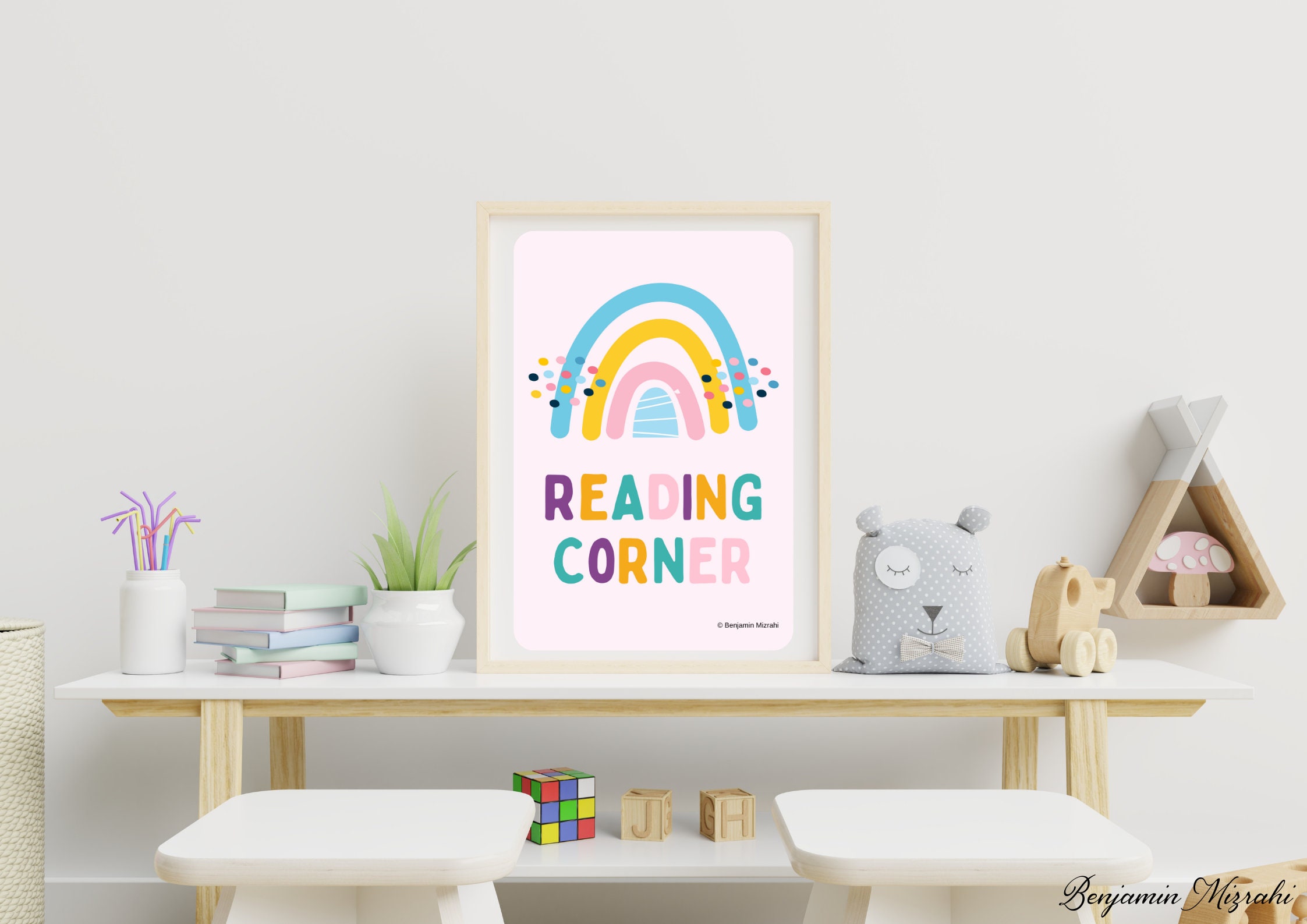 Reading Corner Sign, Reading Nook Print, Boho Rainbow Classroom Decor ...