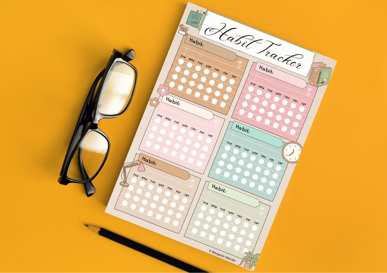 Printable Monthly Habit Tracker Cute Template Daily Habit Tracker ...