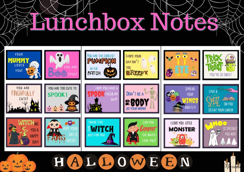 Printable Lunchbox Notes, Halloween Notes, Lunch Notes, Lunch Box Jokes ...