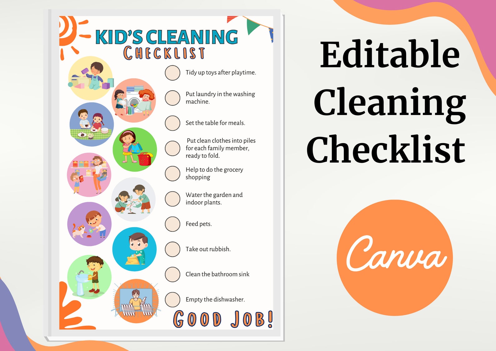 Kid's Cleaning Checklist Printable Cleaning Checklist Kids Cleaning ...