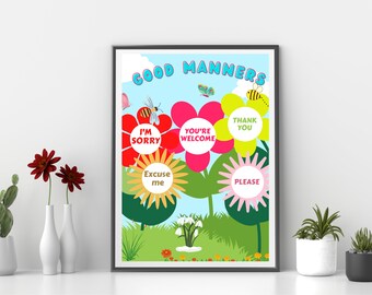 Good Manners Simple Illustration Poster Good Behavior Poster Printable ...