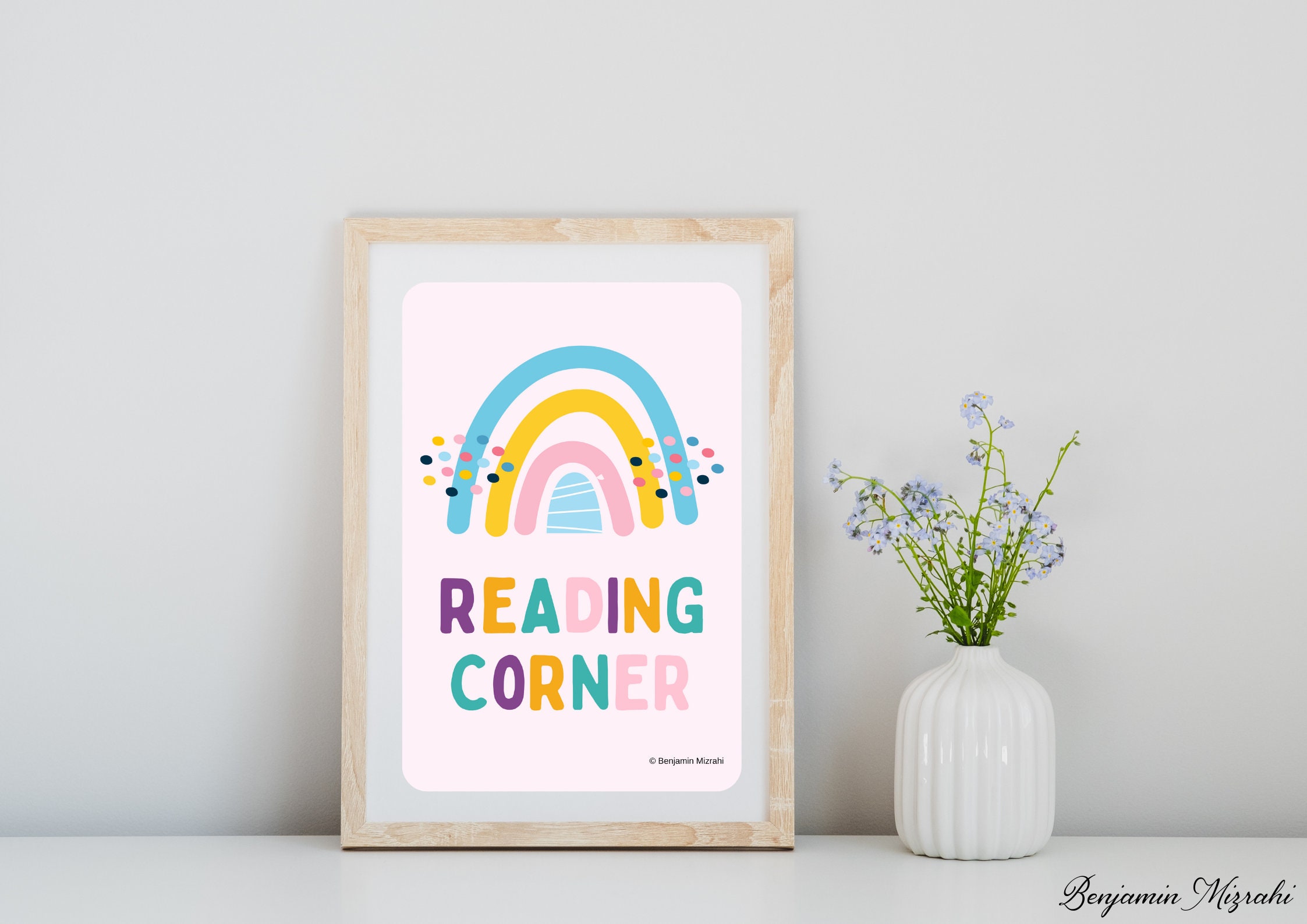Reading Corner Sign Reading Nook Print Boho Rainbow - Etsy