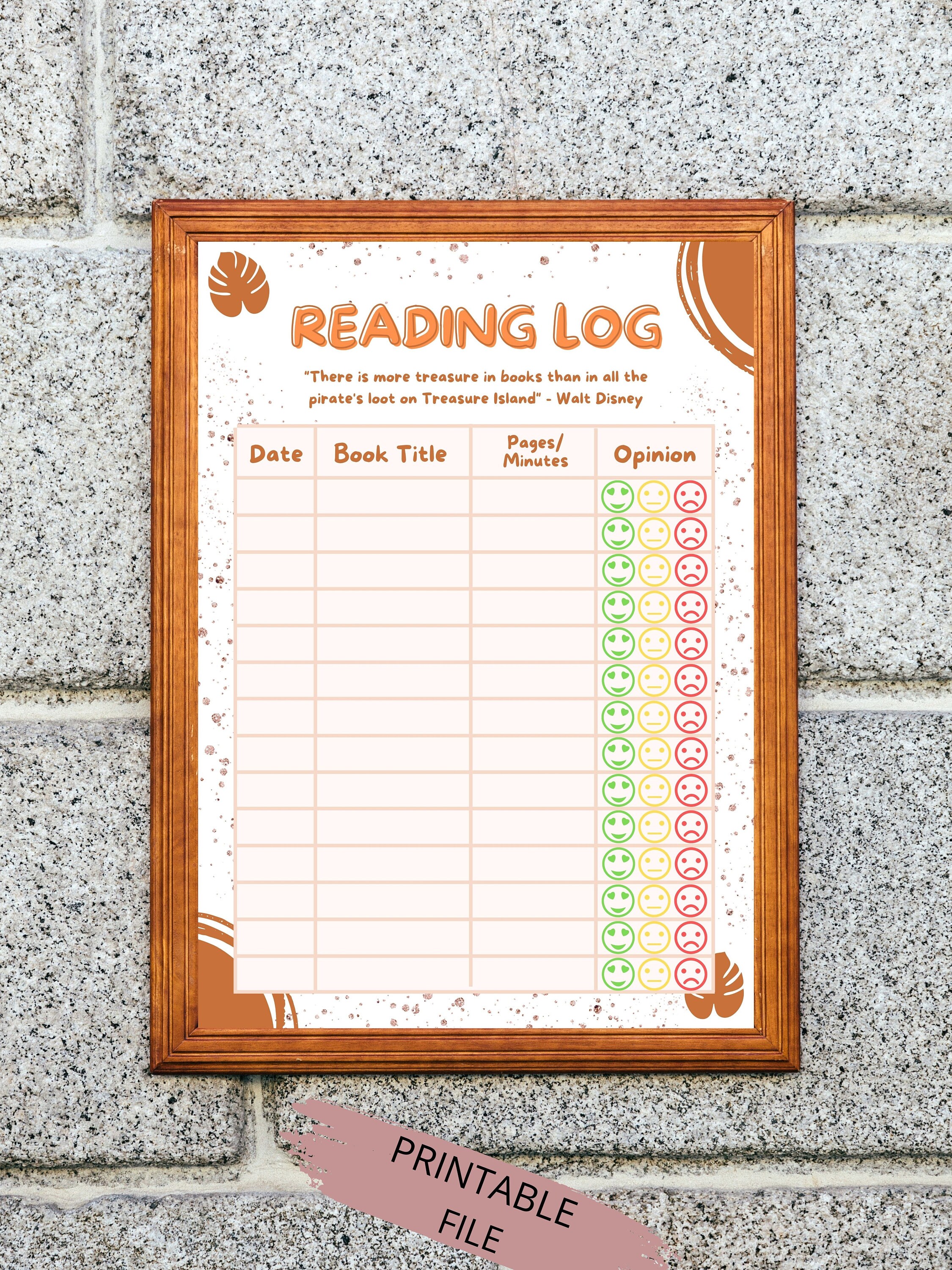 Kids Reading Log Printable, Printable Reading Log for Kids, Reading Log ...