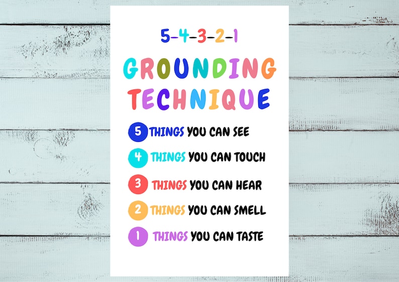 Colorful Grounding Technique Therapy Poster Grounding Technique Calming ...