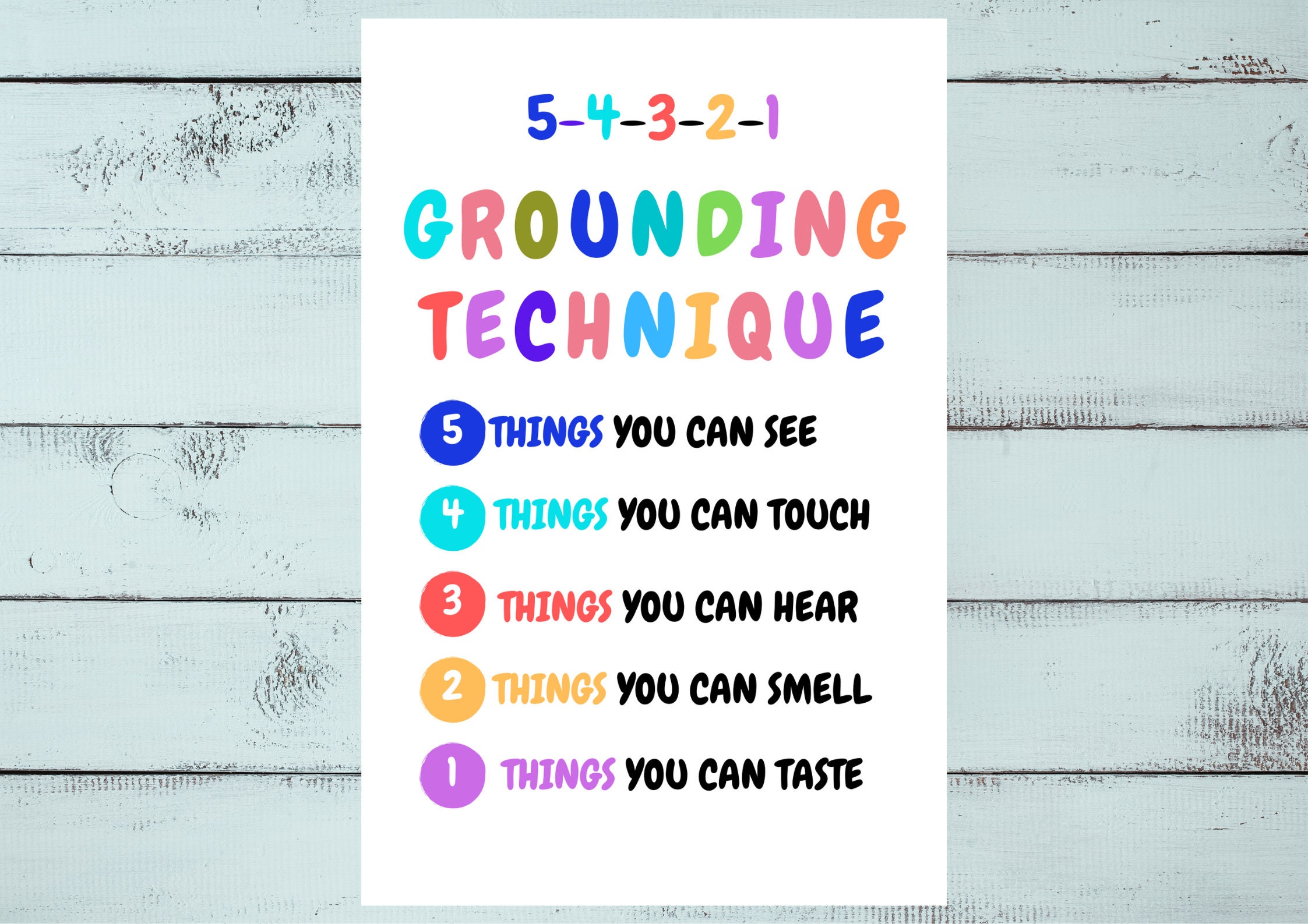 Colorful Grounding Technique Therapy Poster Grounding Technique Calming ...
