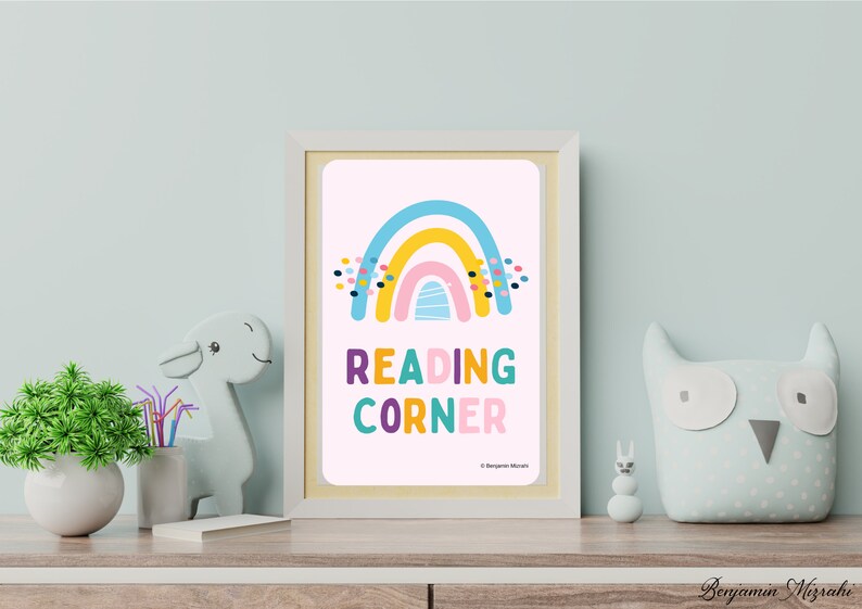 Reading Corner Sign, Reading Nook Print, Boho Rainbow Classroom Decor ...