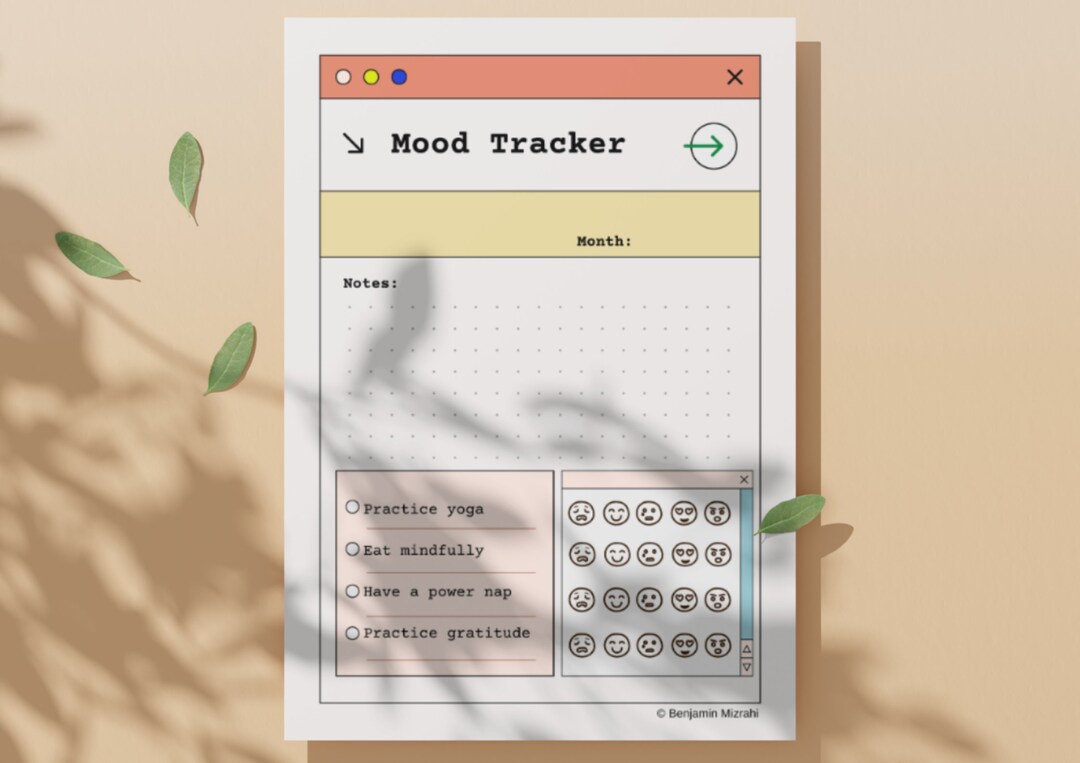 Printable Mood Tracker Pages for Planners and Journals, Health Wellness ...