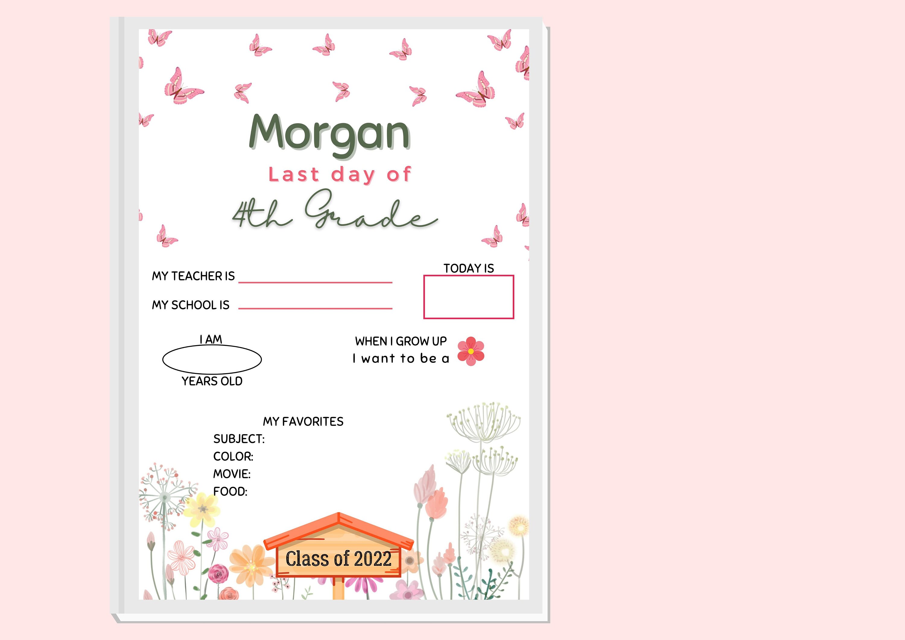 Editable First or Last Day of School 4th Grade Boy or Girl - Etsy