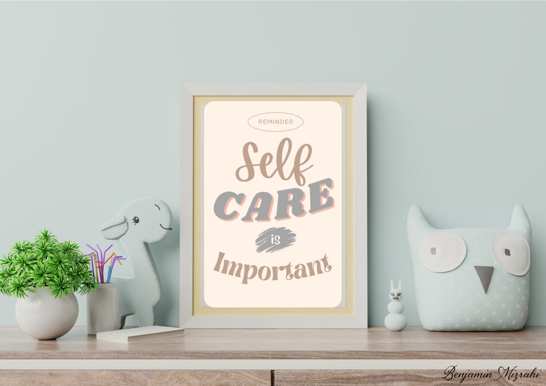 Self Care is Important Quote Poster for Kids, Colourful Wall Art, Boho ...