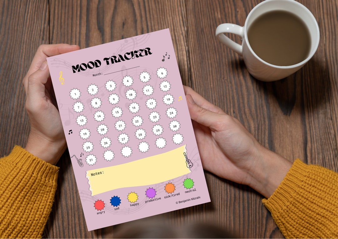 Printable Mood Tracker Chart Template, Daily Mood Tracker Pages for ...