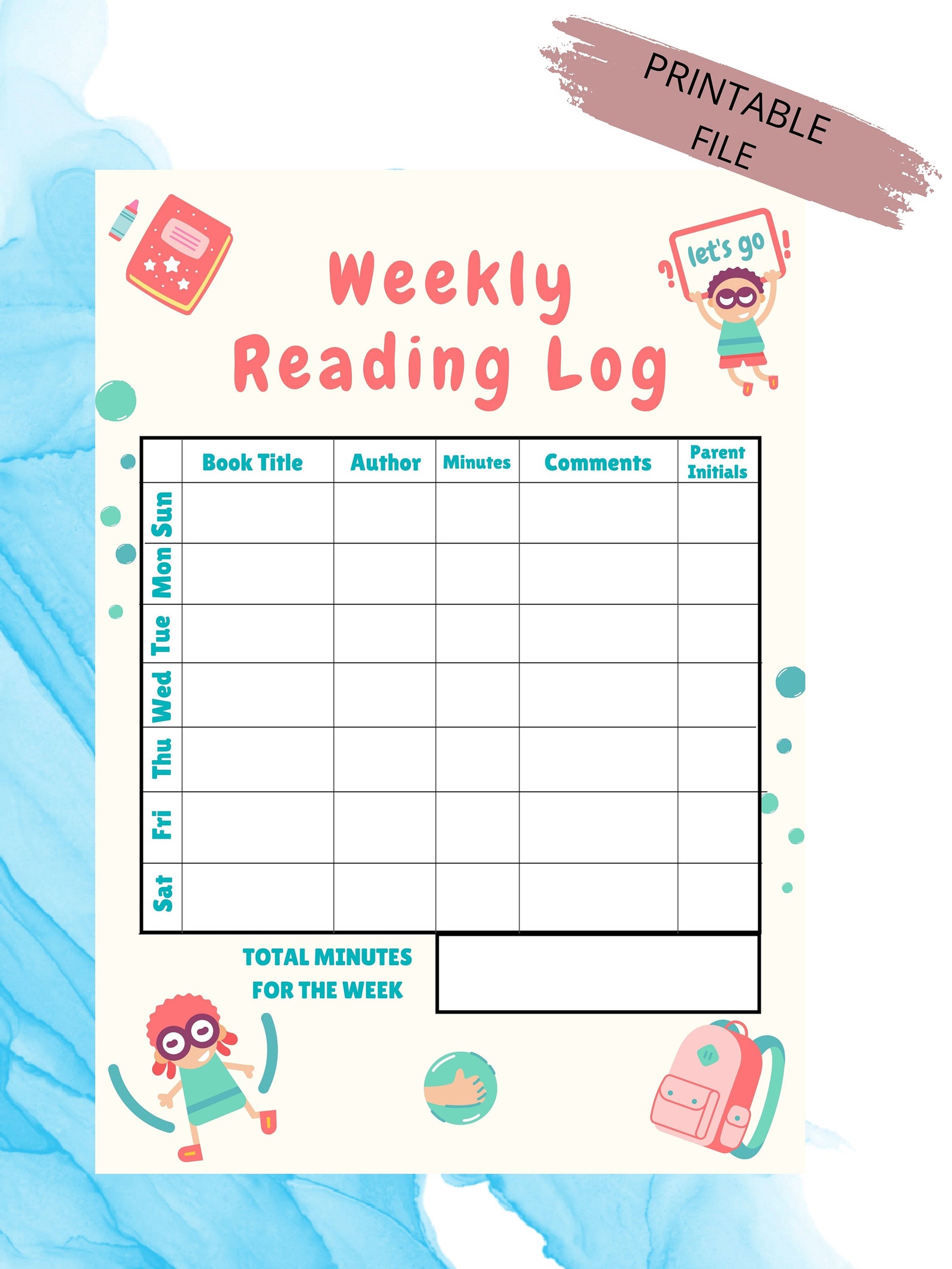 Kids Reading Log Printable, Printable Reading Log for Kids, Reading Log ...