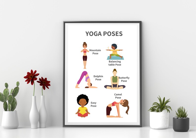 Póster imprimible de posturas de yoga para niños Decoración de arte de ...