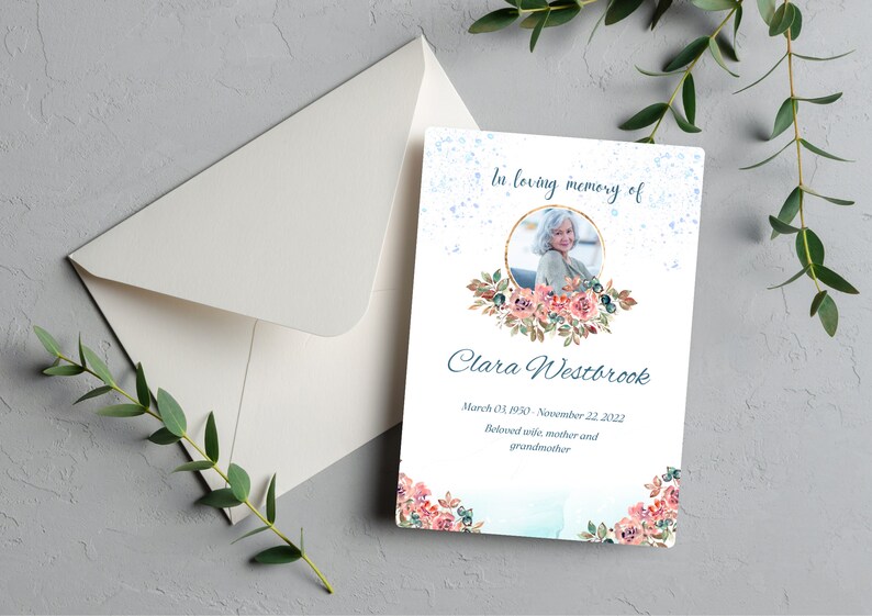 Editable Funeral Program Template, Floral Memorial Program, Memorial ...