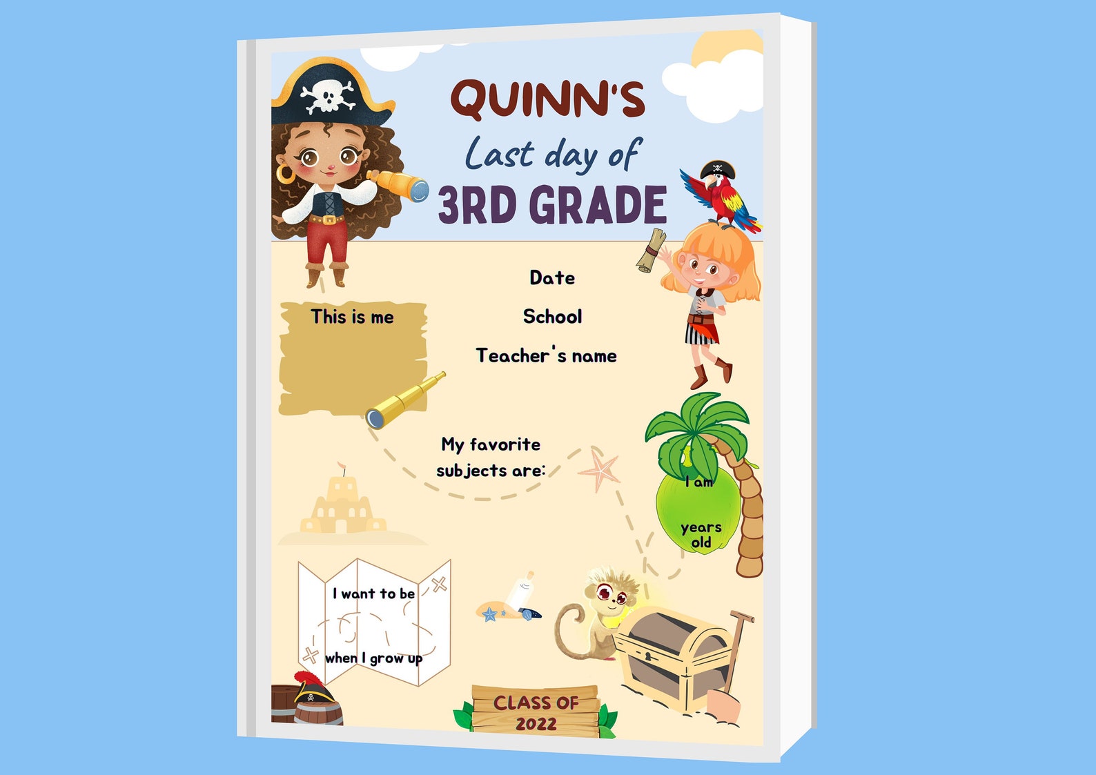 Editable First or Last Day of School 3rd Grade Boy or Girl - Etsy