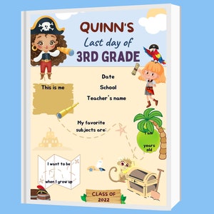 Editable First or Last Day of School 3rd Grade Boy or Girl Cute ...