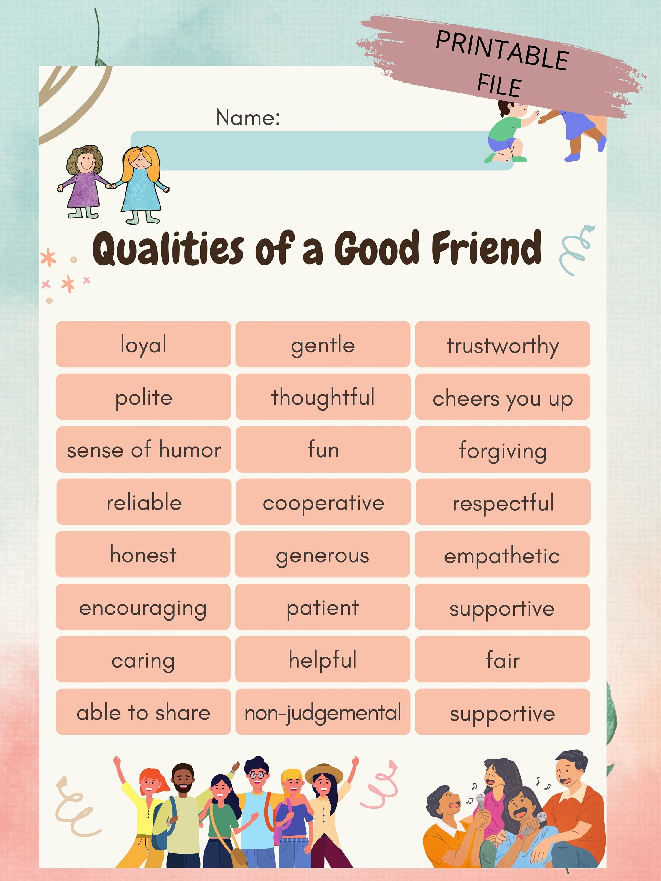 Good Vs Bad Friends Poster PRINTABLE Emotional Learning Social Skills ...