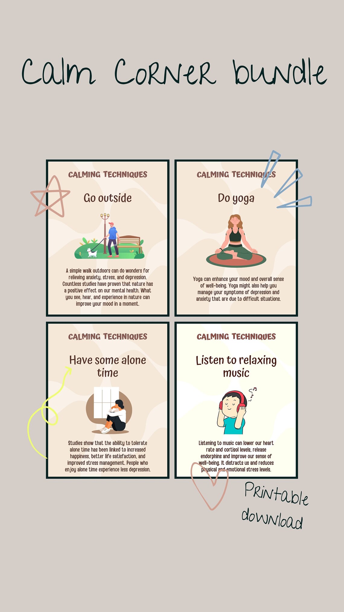 10 Calming Techniques Calm Down Corner Posters Print - Etsy