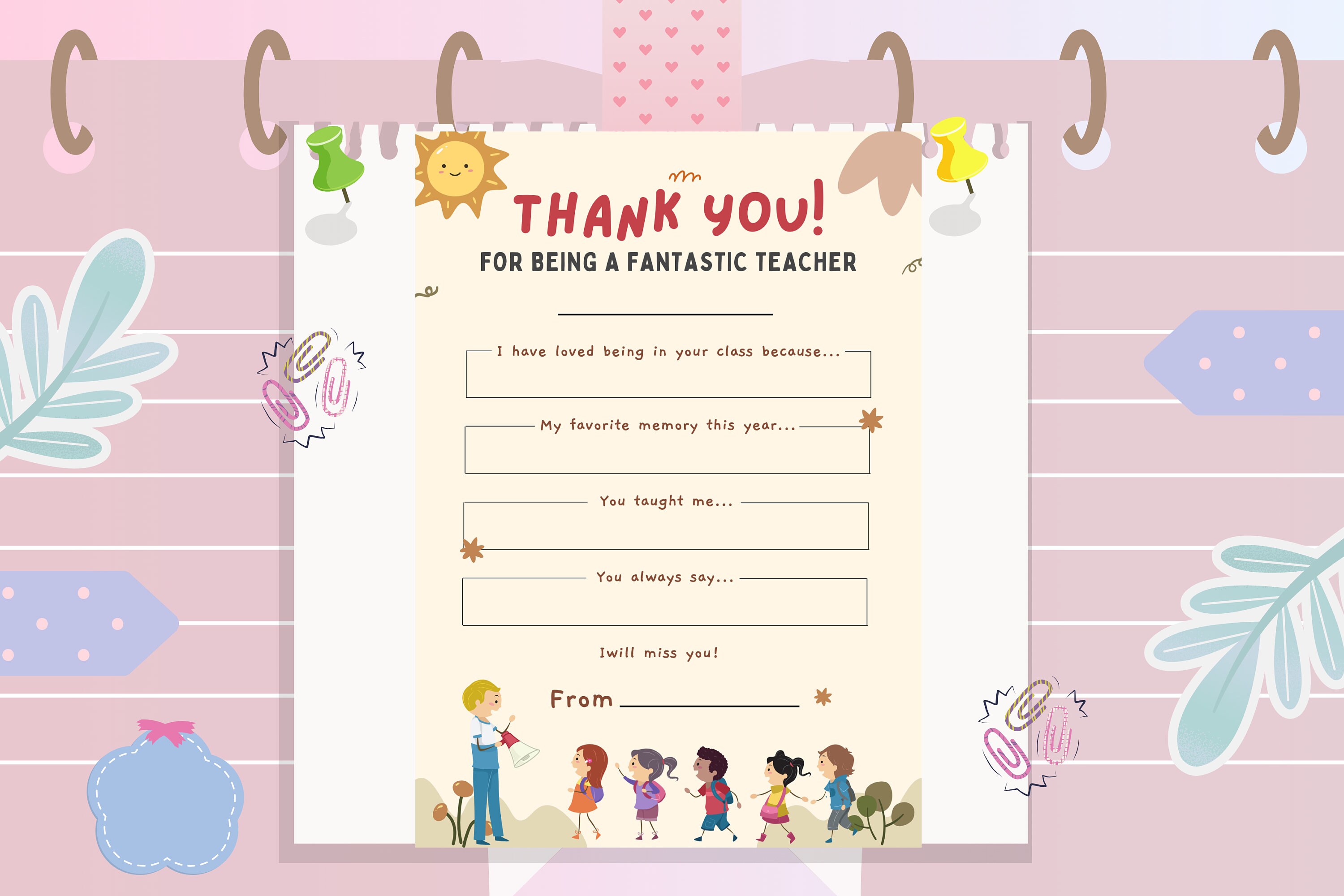 Teacher Appreciation Week, Printable Thank You, Digital Coloring Page ...