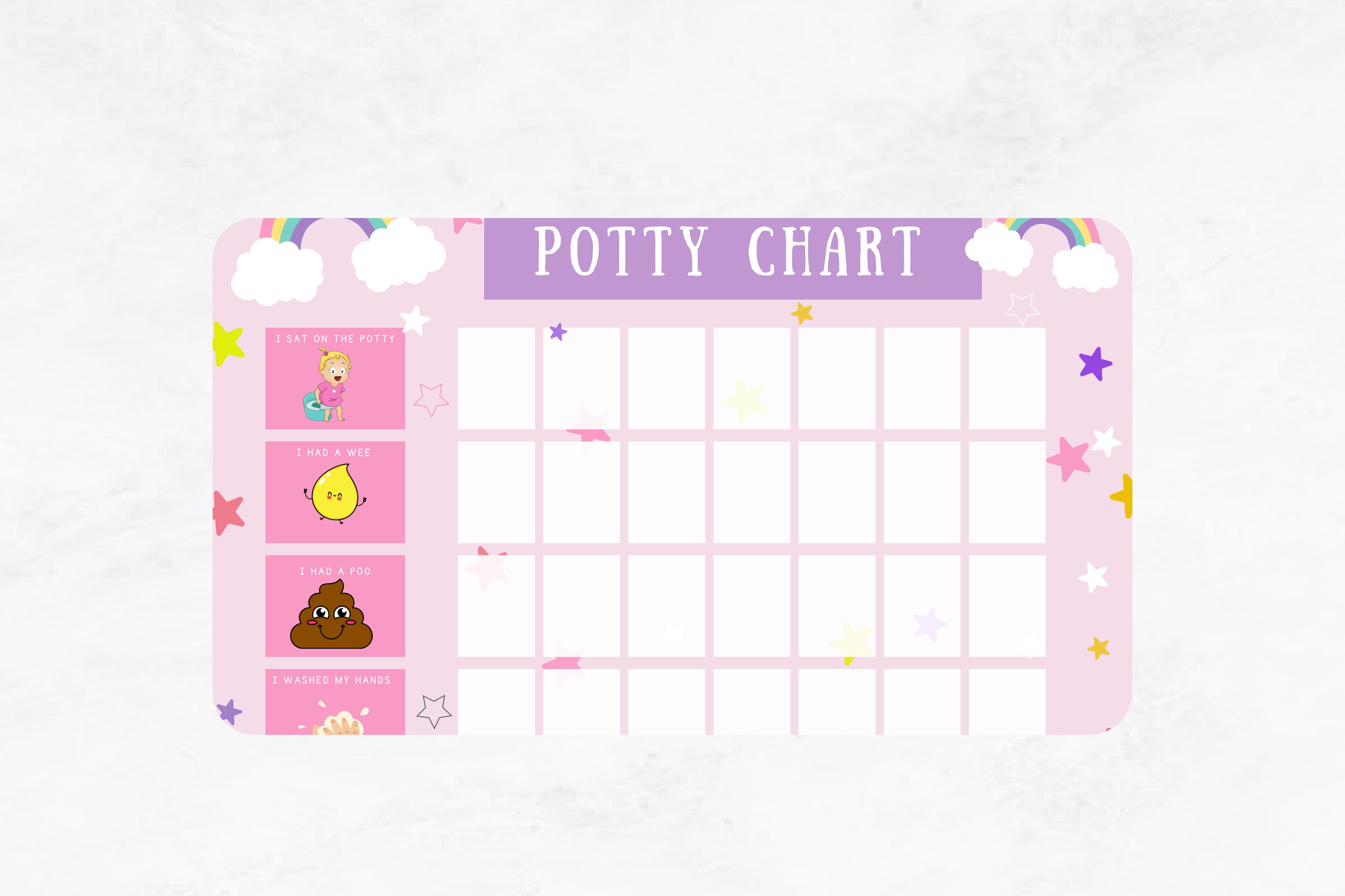 Rainbow Potty Training Chart for Kids Toilet Training Chart - Etsy