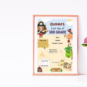 Editable First or Last Day of School 3rd Grade Boy or Girl Cute ...