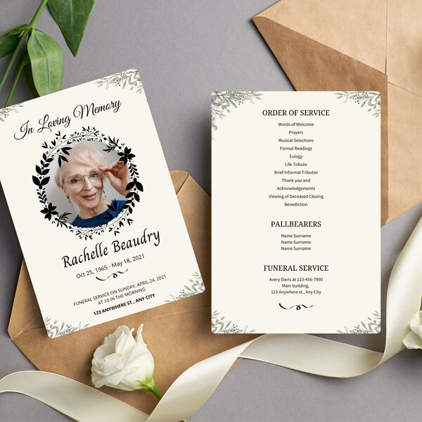 Editable Memorial Program Celebration of Life With Funeral Program ...