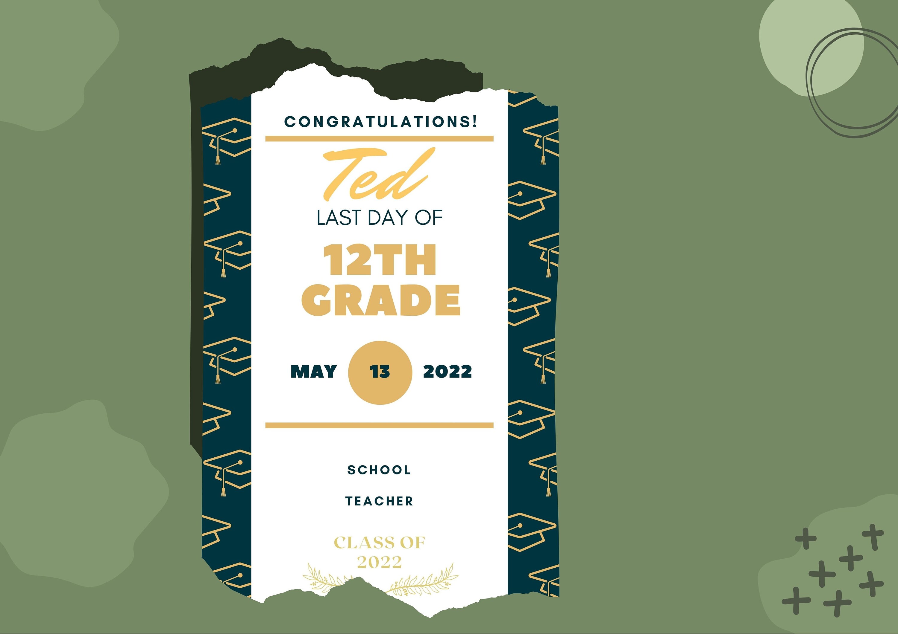 Editable First or Last Day of School 12th Grade Boy or Girl - Etsy