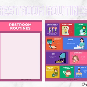 Restroom Routine Cards I Visual Schedule Cards Toddler Preschooi ...