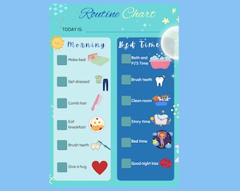 Morning and Evening Routine Chart for Kids - Etsy