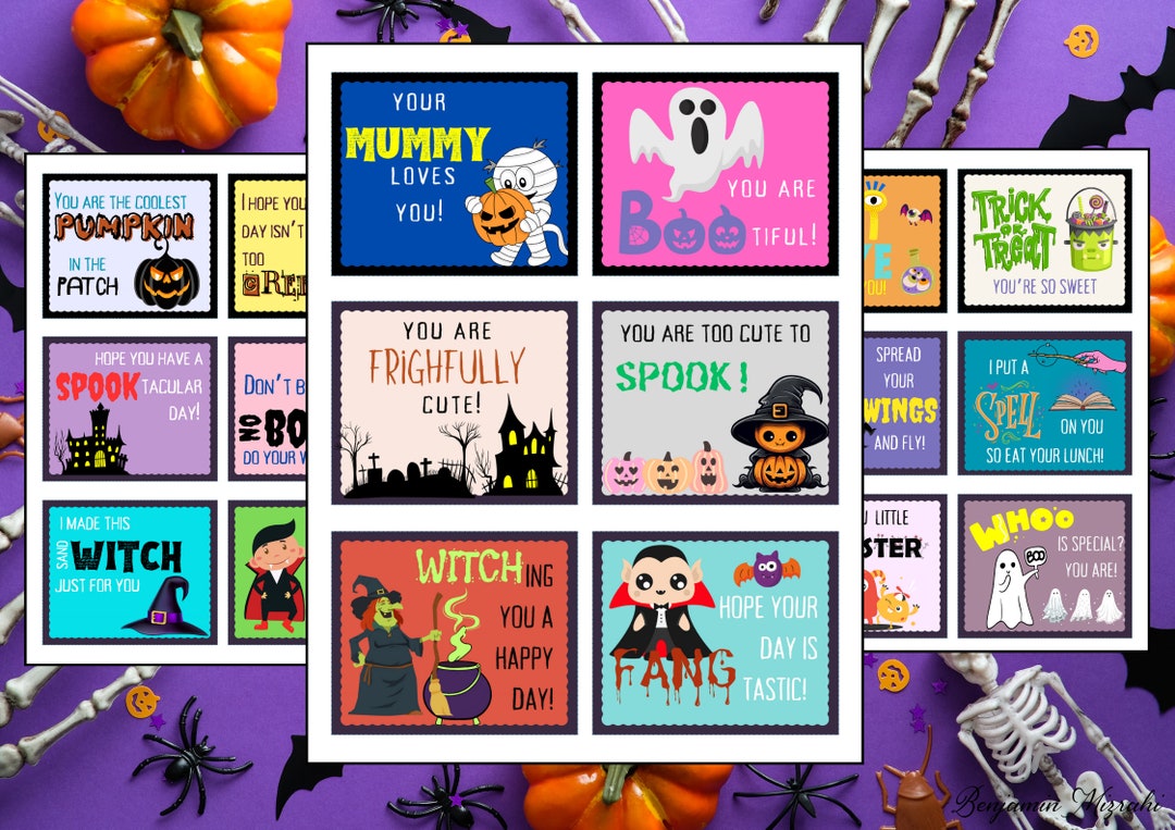 Printable Lunchbox Notes, Halloween Notes, Lunch Notes, Lunch Box Jokes ...