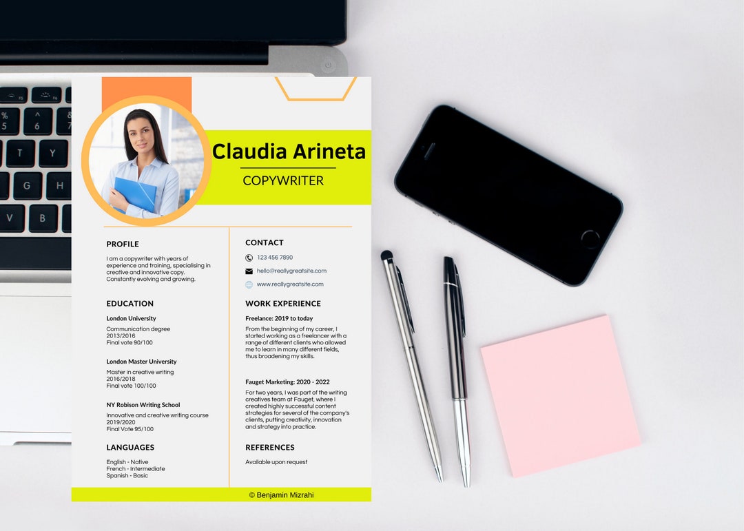 Copywriter Resume Template Cover Letter Template Canva, Modern ...
