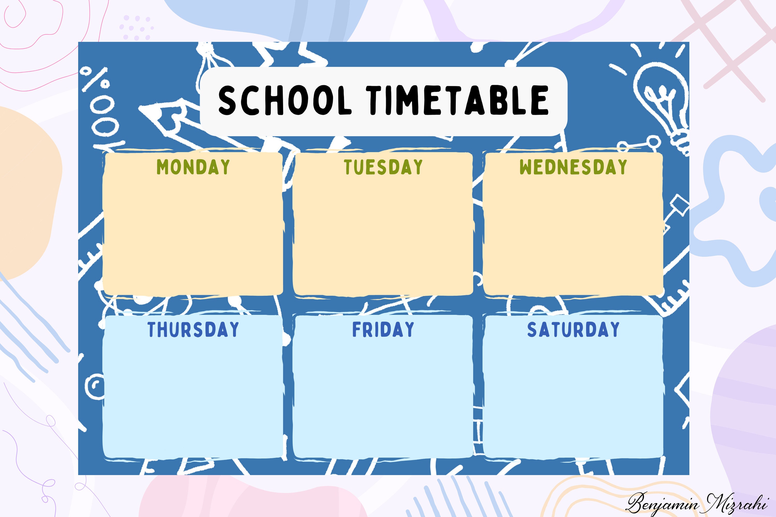 School Timetable Printable Student Planner Back to School - Etsy