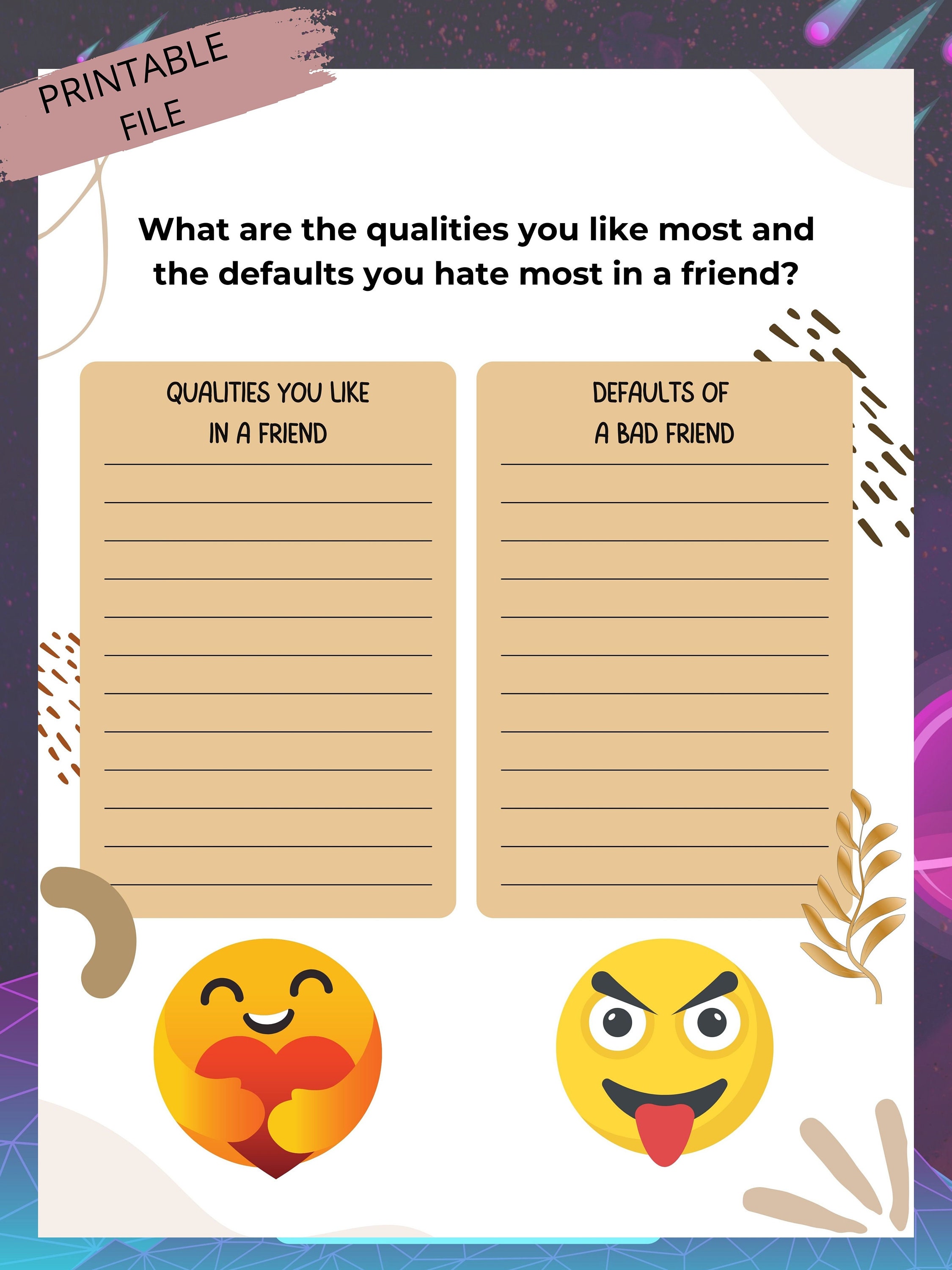 Good Vs Bad Friends Poster PRINTABLE Emotional Learning Social Skills ...