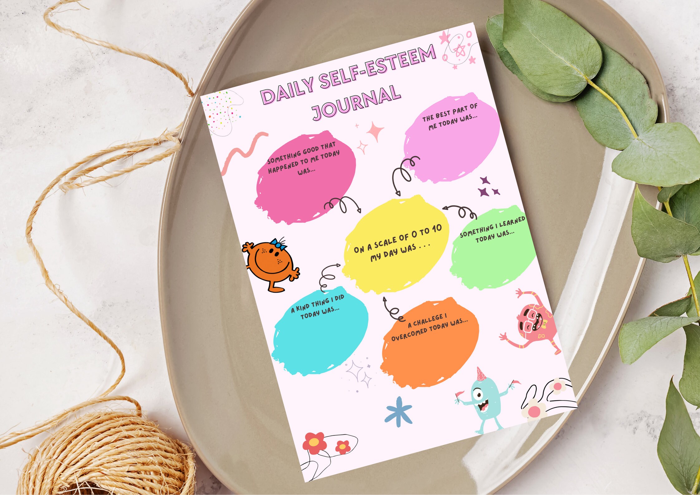 Daily Self-esteem Journal Printable Worksheet Child Therapy Counseling ...